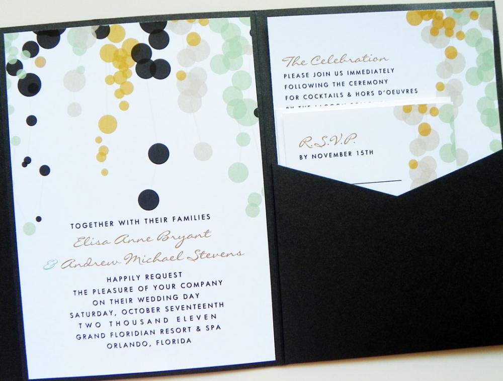 Pocketfold Wedding Invitations - Modern Bubbles Signature Pocketfold ...